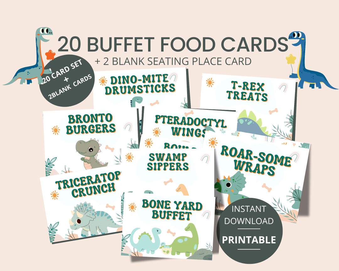 Dinosaur Food Tent Cards: Printable Party Food Labels (digital Download ...