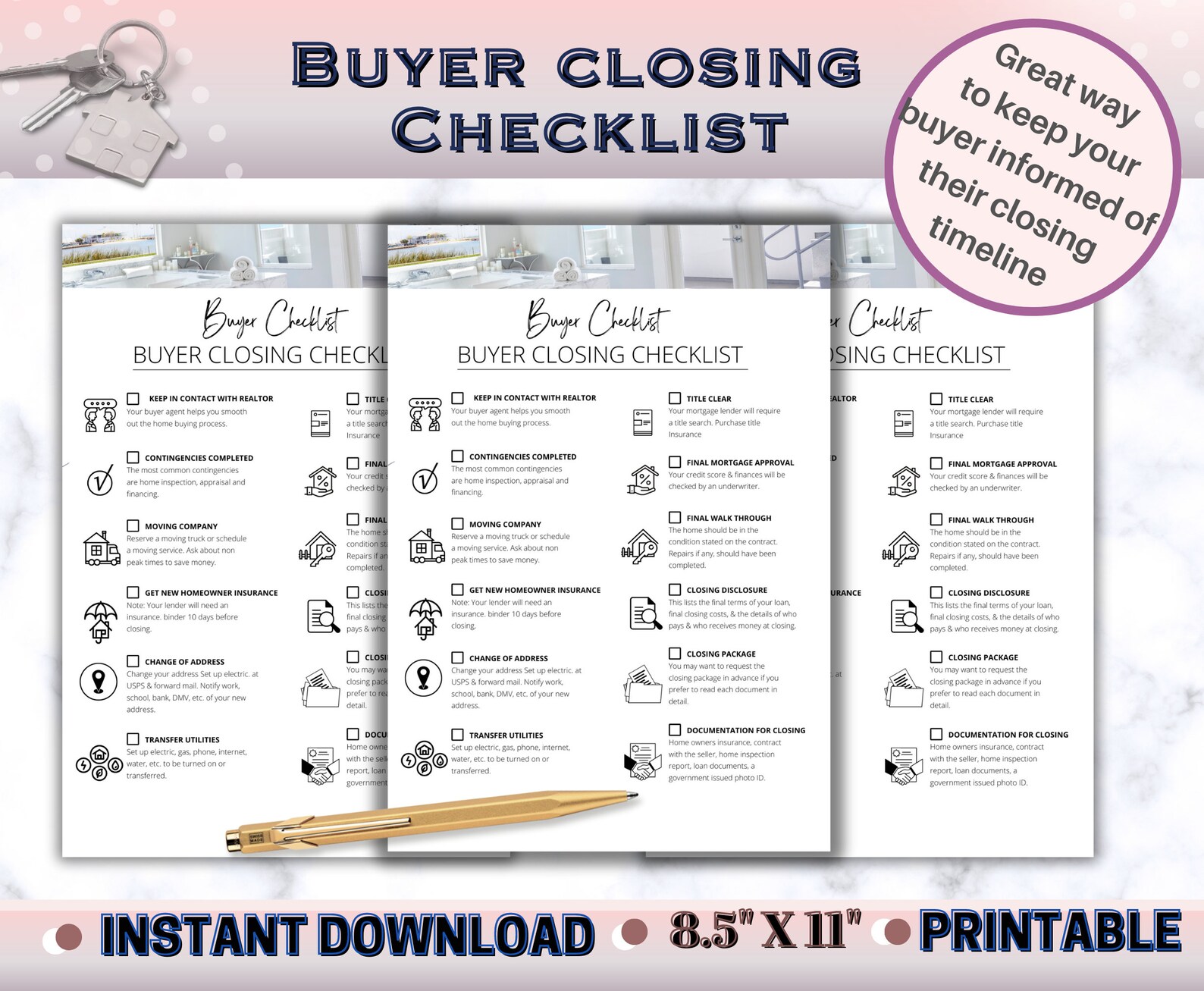 Printable Home Buyer's Checklist, Real Estate Agent Marketing Forms ...
