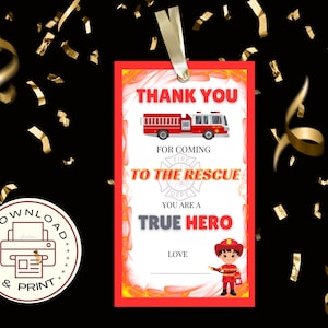 Fire Fighter Birthday Thank You Gift Tags Labels Cards Fire - Etsy