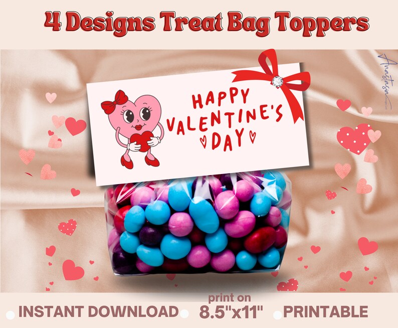 Valentine's Day Classroom Treat Bag Topper, Happy Valentine's Day ...