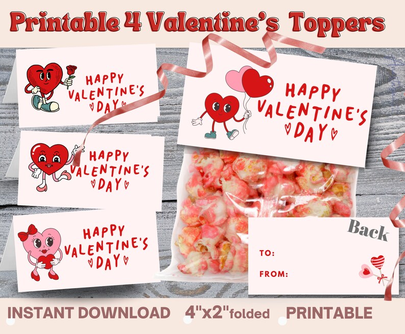 Valentine's Day Classroom Treat Bag Topper, Happy Valentine's Day ...