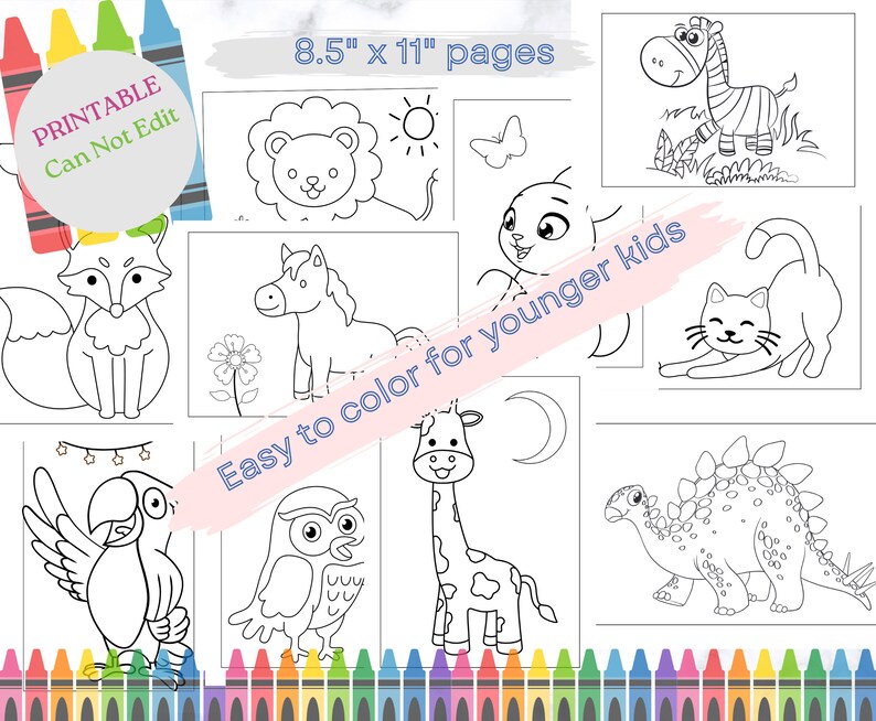 Printable Animal Coloring Pages for Kids, Toddlers, Preschoolers Easy ...