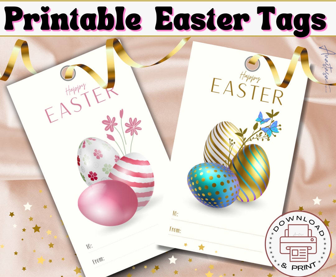 Happy Easter Gift Tag ,easter Basket Labels, Cards, Favor Tags Instant ...