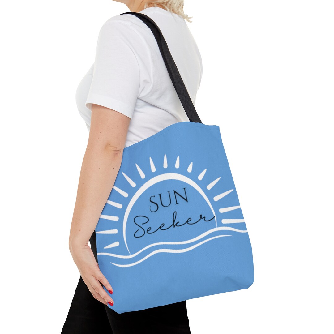 Sun Seeker Tote Bag: Light Blue Tropical Design - Etsy