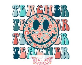Retro Teacher DTF, Retro Teacher Smile,dtf Print, Ready to Press, Dtf ...