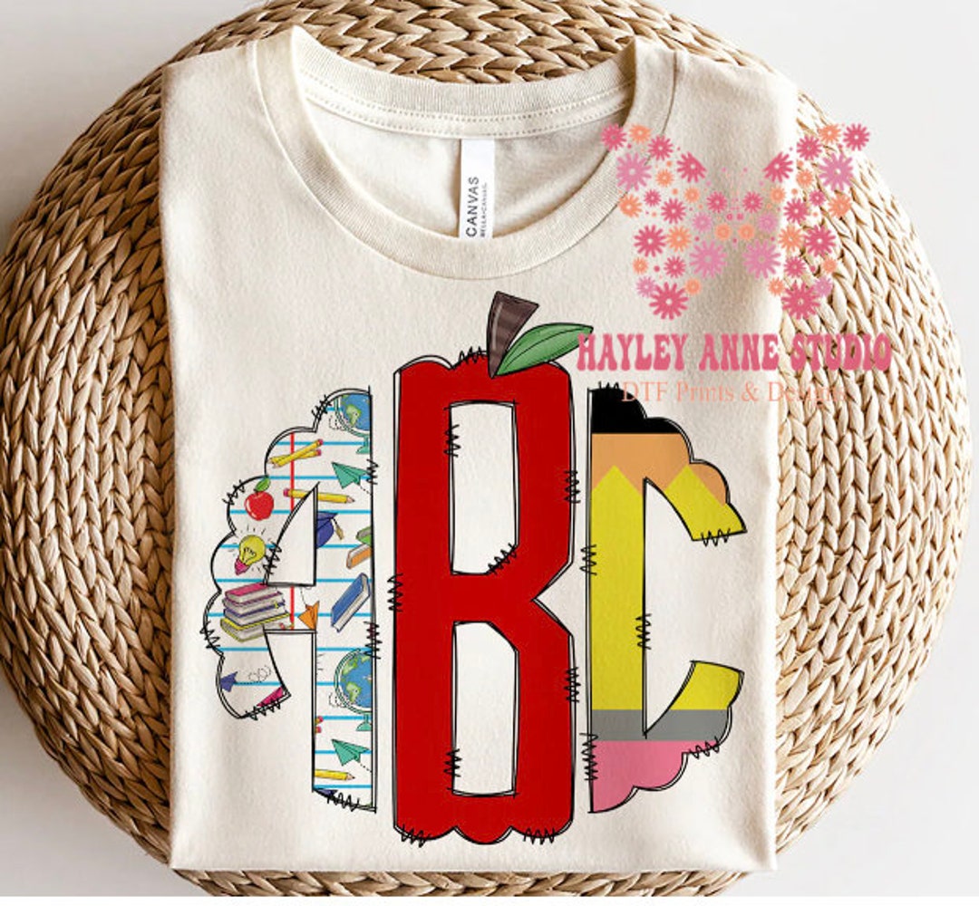 Custom School Monogram, Teacher Monogram, Custom DTF Print, Ready to ...