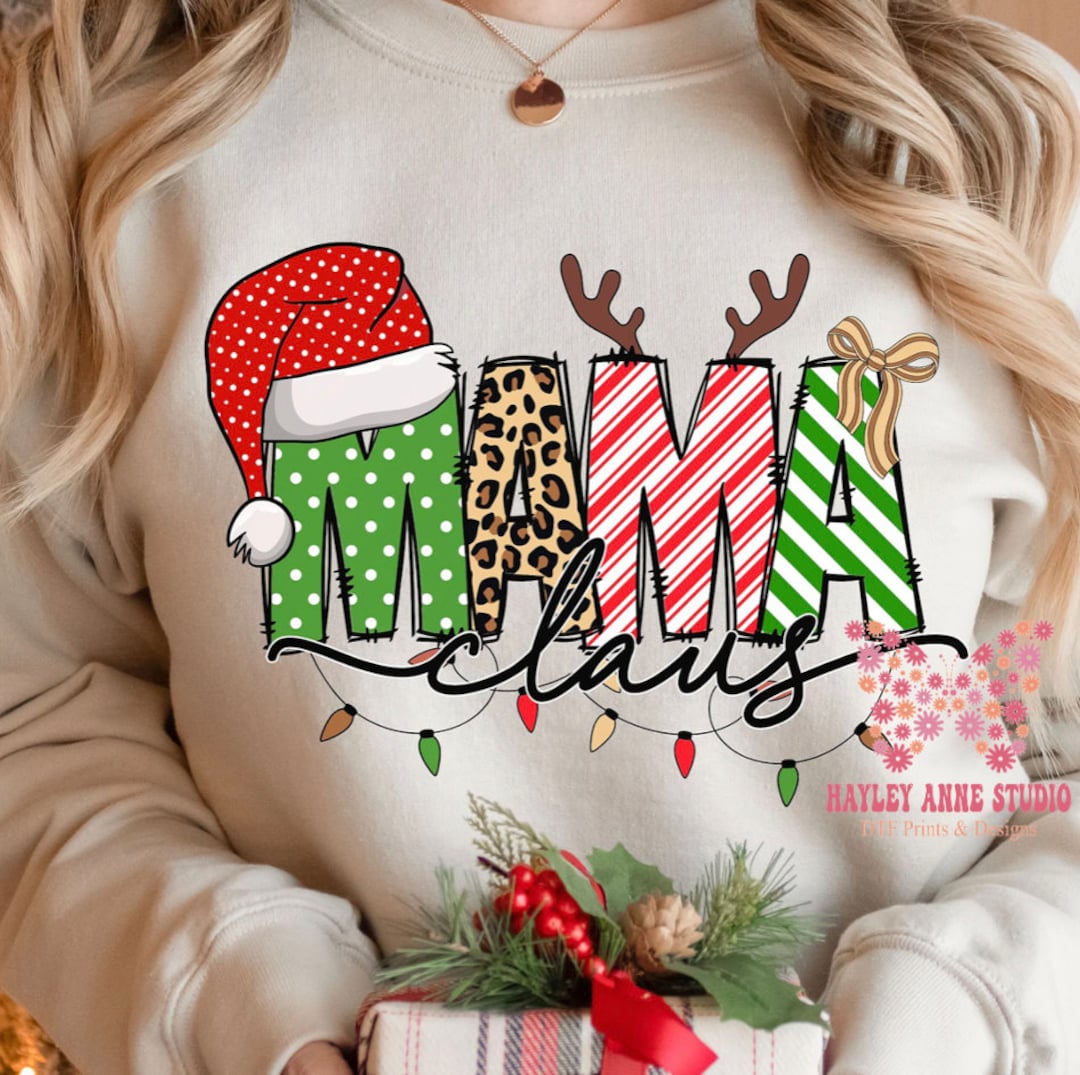 Mama Claus, Christmas Mama, Mama, Christmas, Design, DTF Print, Ready ...