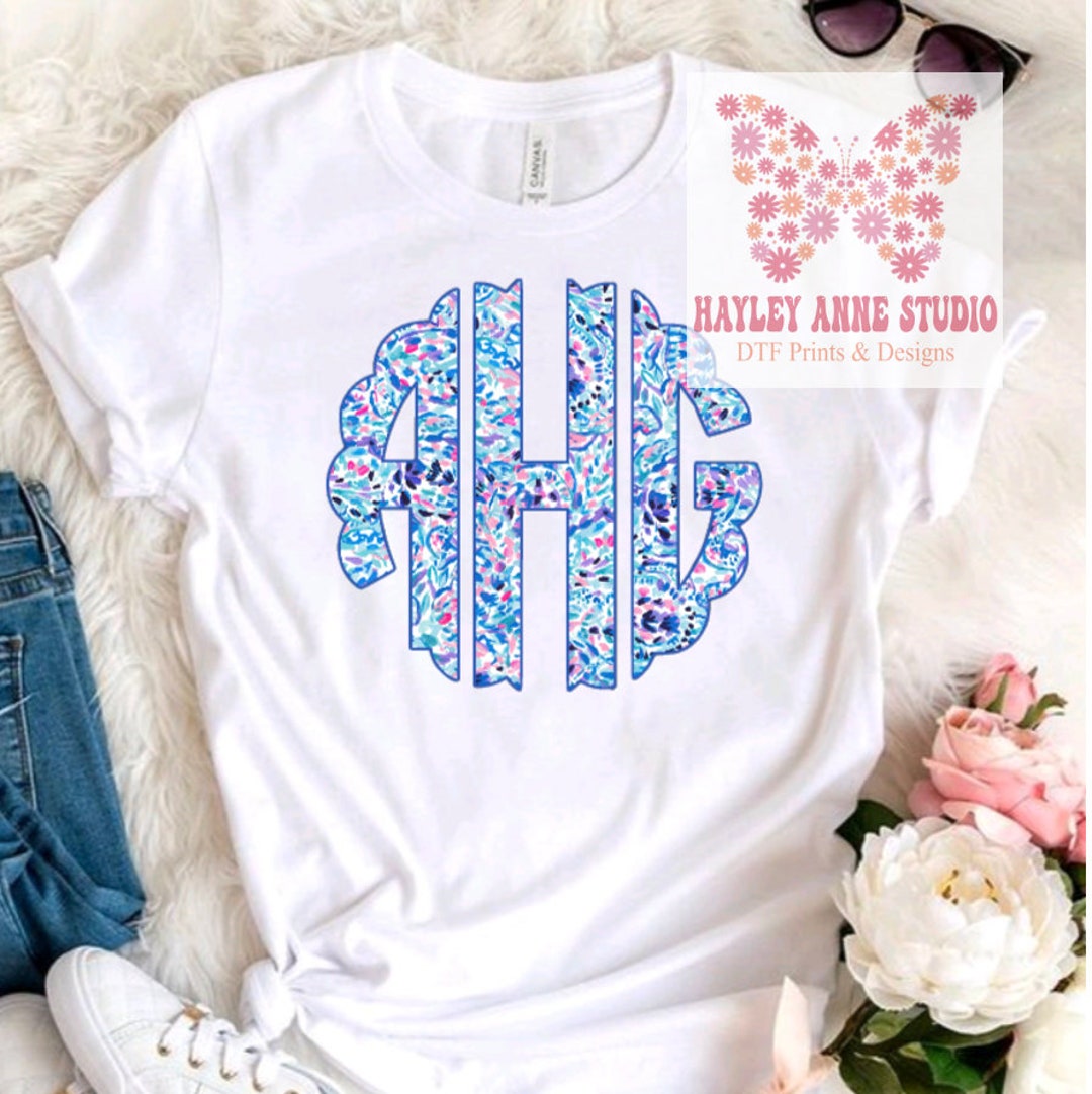 Custom Preppy Turtle Monogram, Girly, DTF Print, Ready to Press, Dtf ...