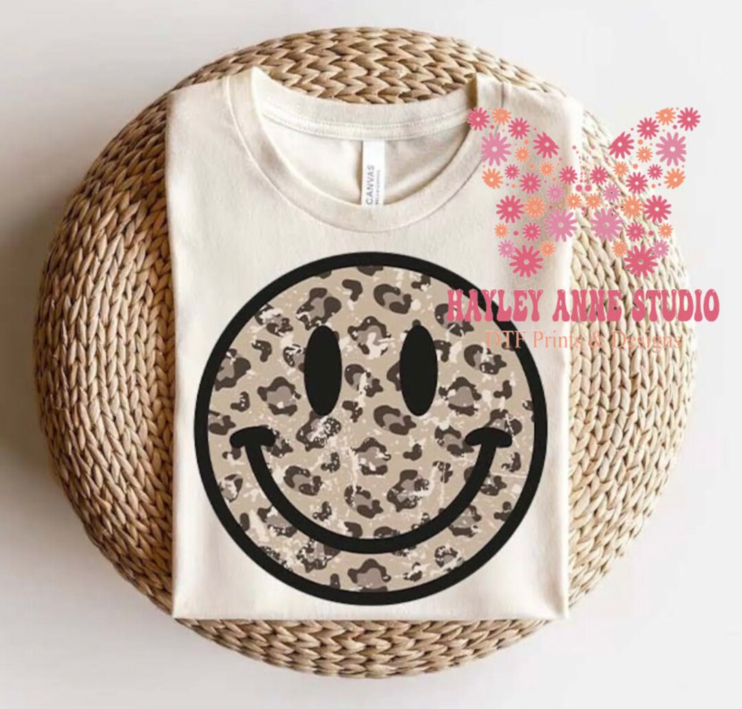 Leopard Smiley Face, Smile Print, DTF, DTF Print, Ready to Press, Dtf ...