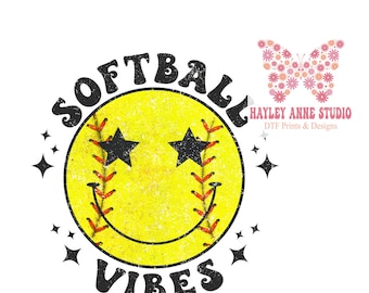 Retro Softball Smiley Face Design Perfect for Softball Moms, Heat ...