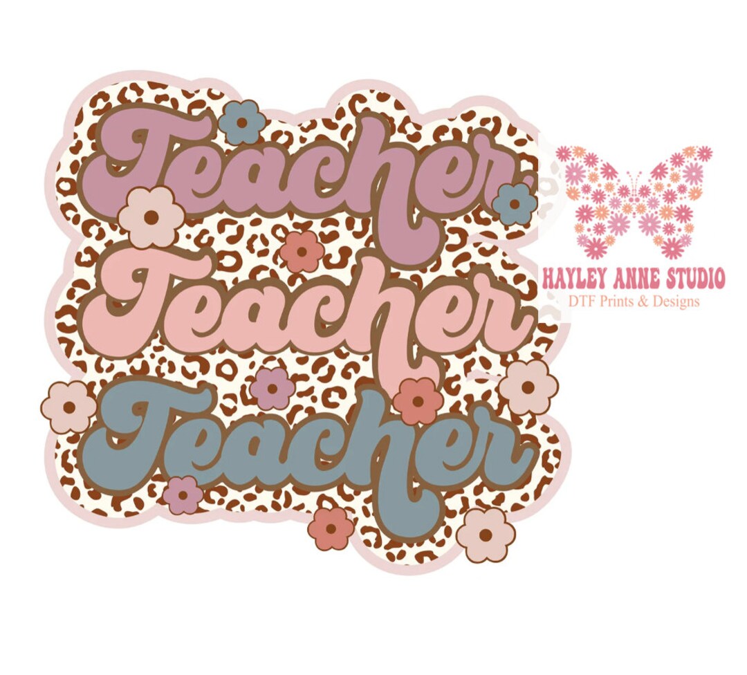 Retro Leopard Teacher DTF, Retro Teach, DTF Print, Ready to Press, Dtf ...