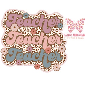 Retro Leopard Teacher DTF, Retro Teach, DTF Print, Ready to Press, Dtf ...