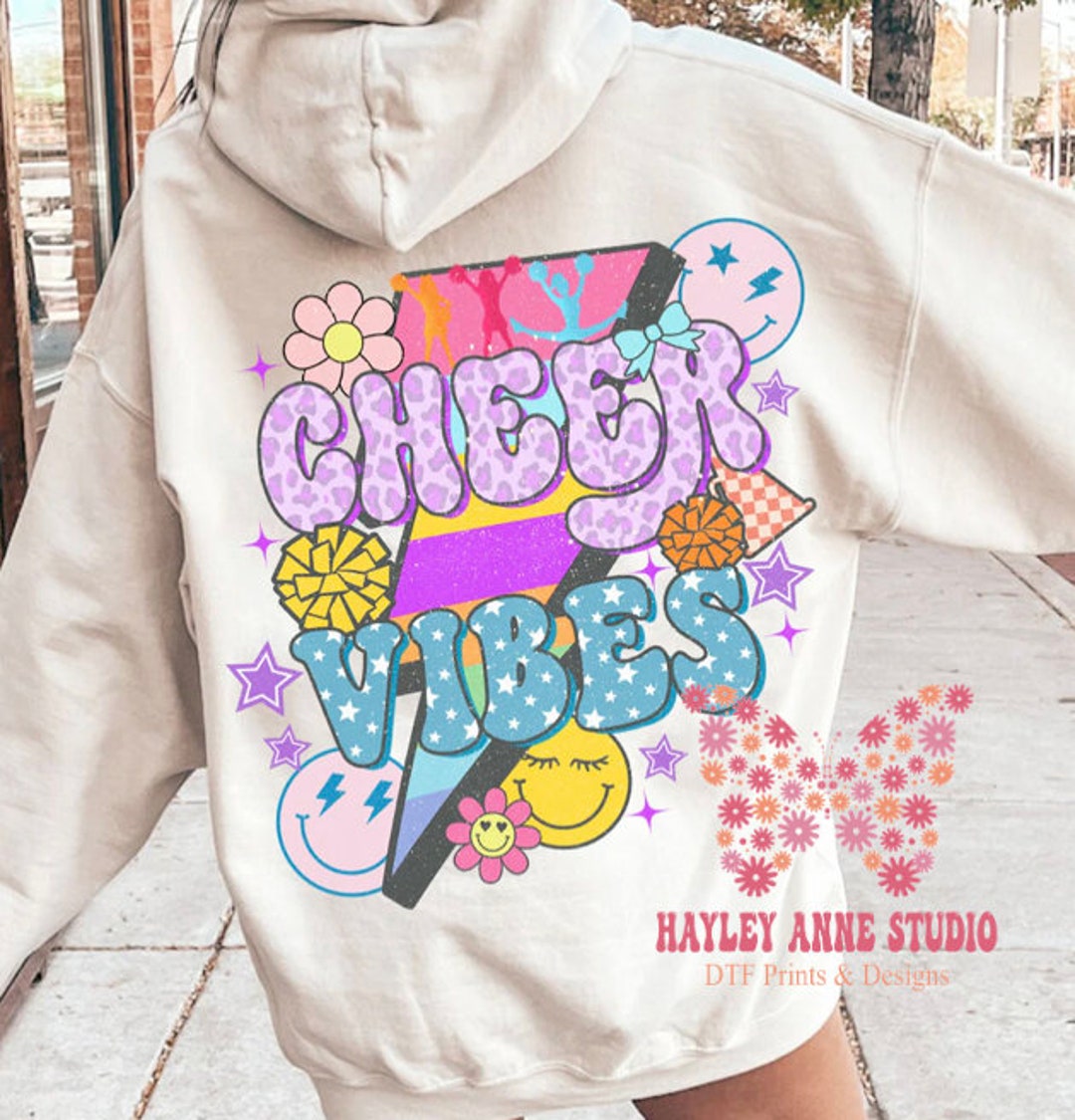 Cheer Vibes, Retro Cheer, Cheer Smile, Cheer DTF, DTF Print, Ready to ...