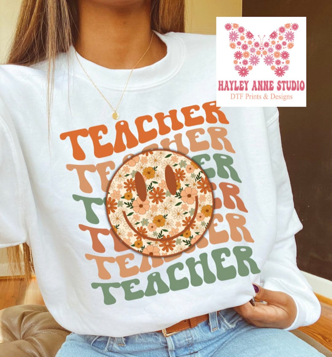 Retro Teacher DTF, Retro Teacher Smile,dtf Print, Ready to Press, Dtf ...