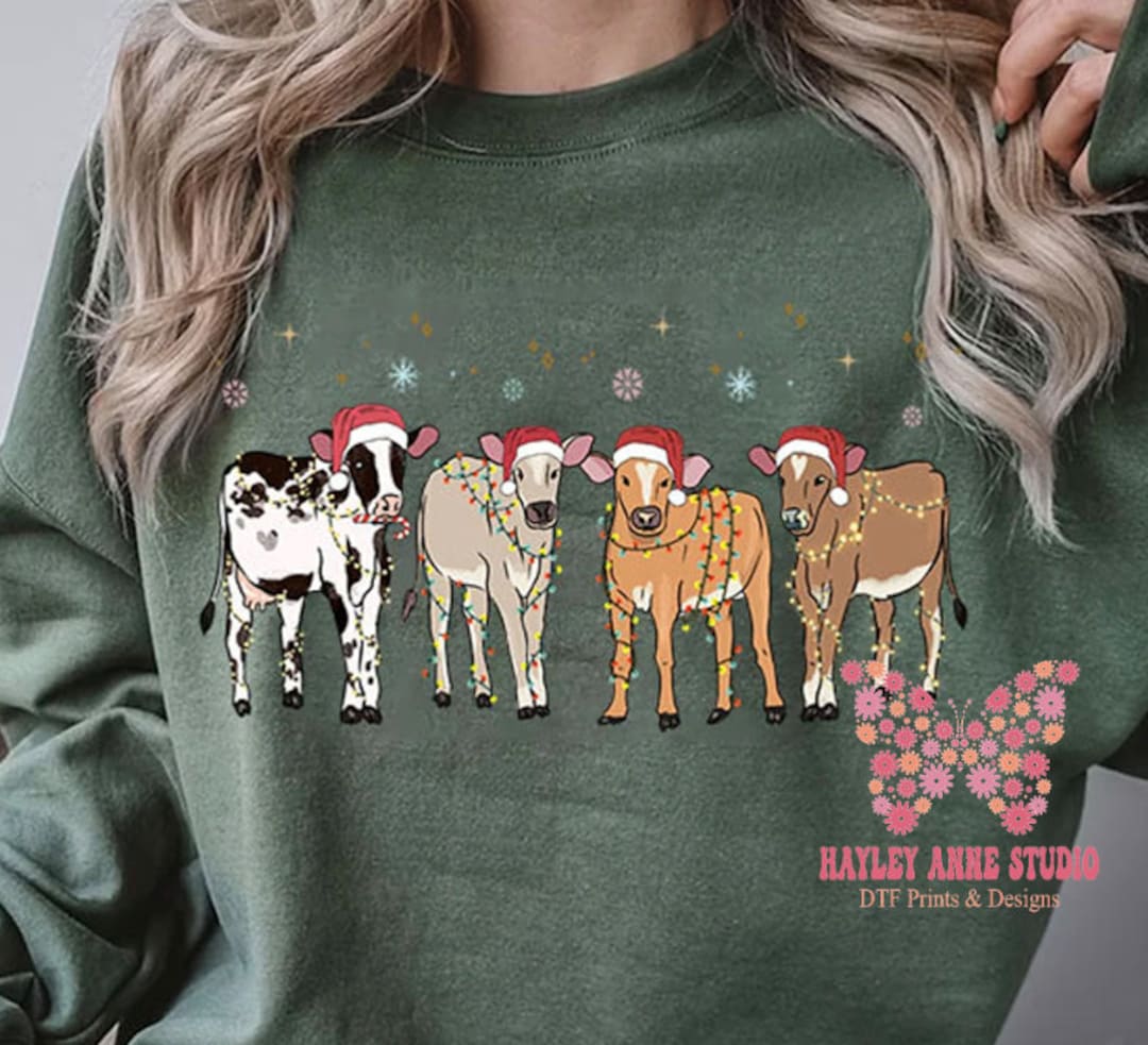 Cow Christmas, Country Christmas, Cows, Holiday, Christmas Design, DTF ...