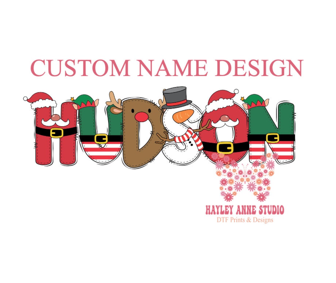 Custom Christmas Name, Christmas Alphabet, Name Design, DTF Print ...