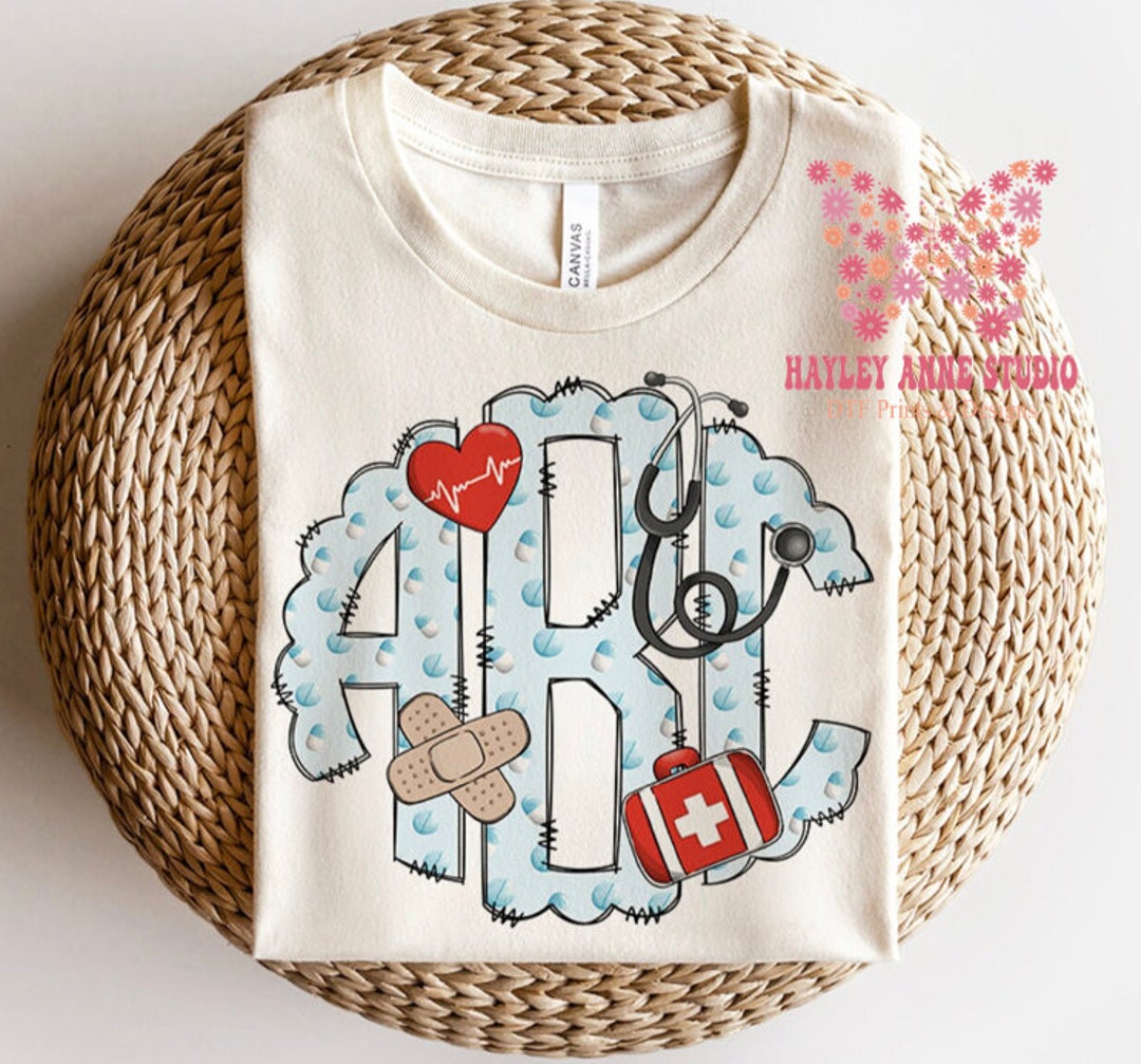 Custom Nurse Monogram, Nurse, RN, DTF Print, Ready to Press, Dtf ...