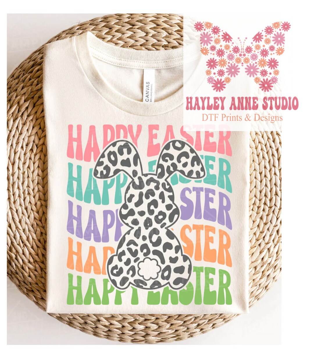 Happy Easter, Leopard Bunny, DTF Print, Ready to Press, Dtf Transfers ...