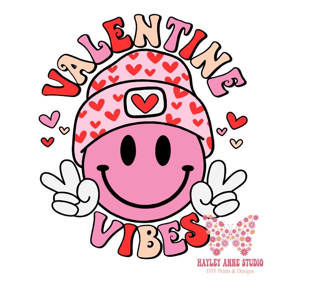 Valentine Vibes, Valentine Smiley Face, Groovy, Valentines Day, Design ...