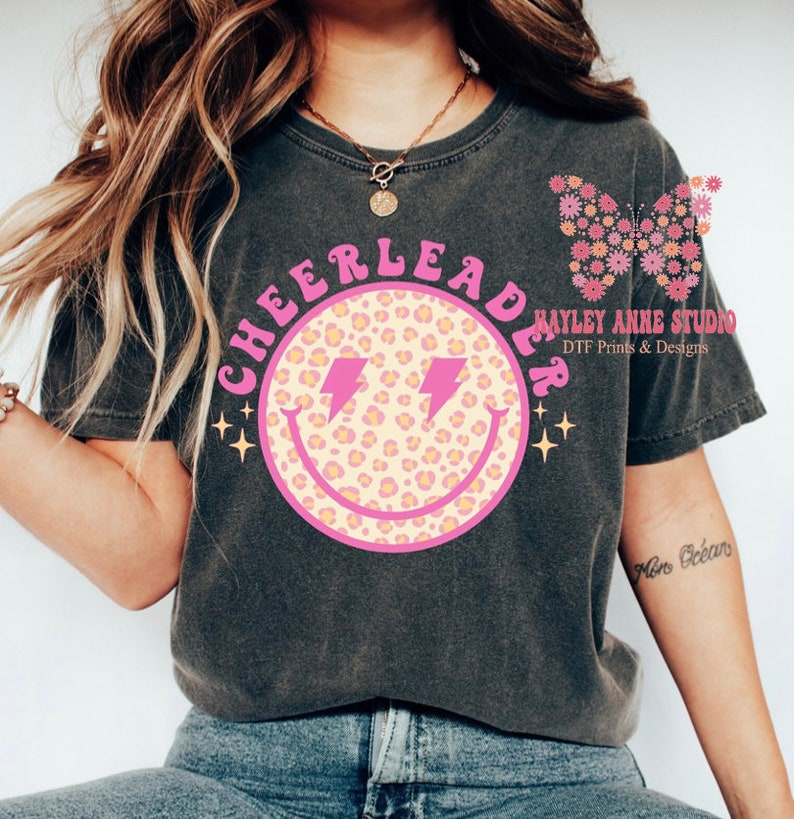 Cheerleader, Cheer Smiley Face, Smile Print, DTF, DTF Print, Ready to ...