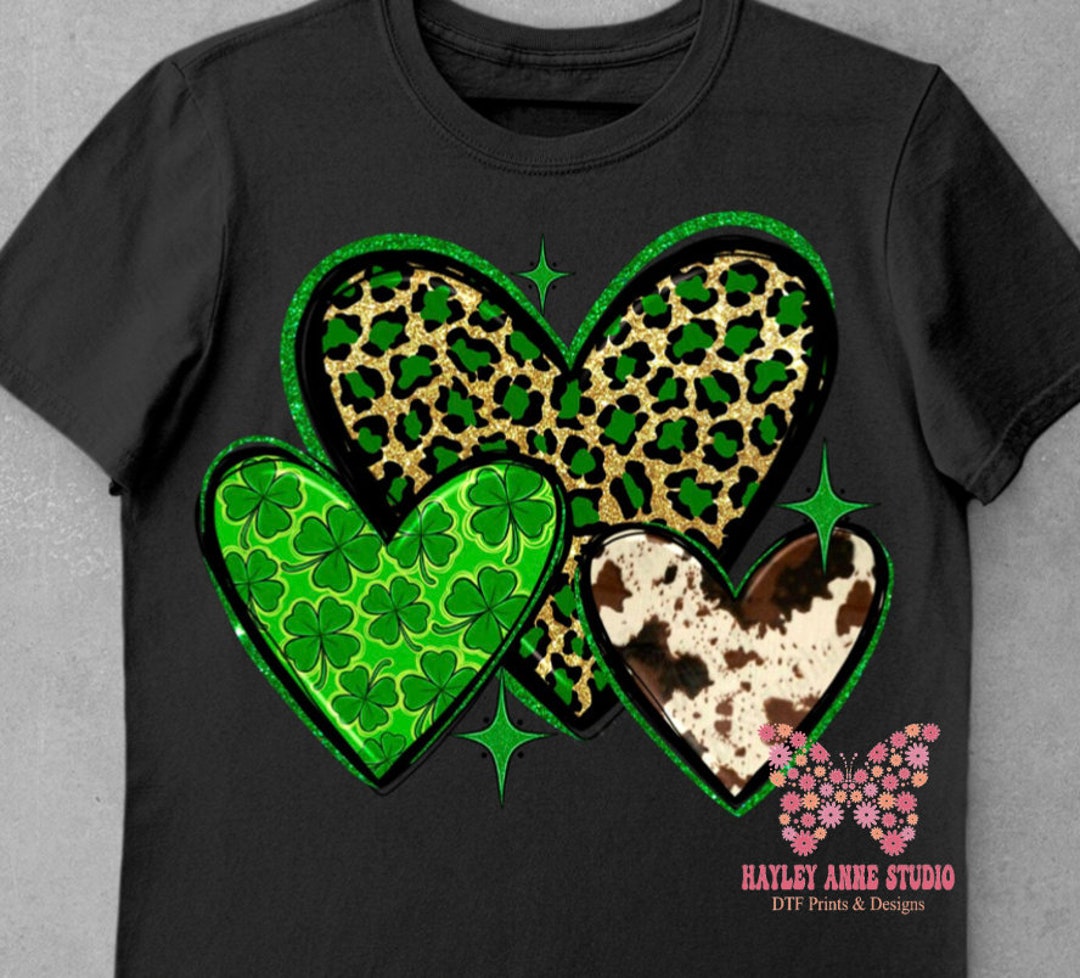 St Patricks Day Hearts, Leopard Cow Hearts, Shamrock, St Pattys, Design ...