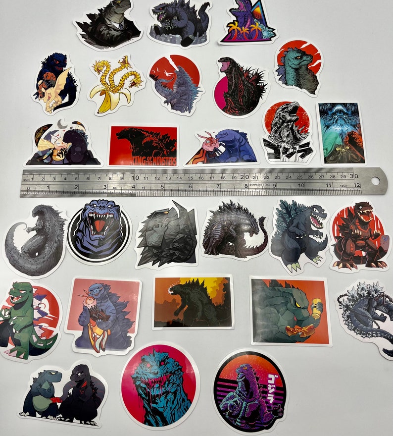 Godzilla Stickers // Random Cool Stickers // Vinyl Stickers // - Etsy
