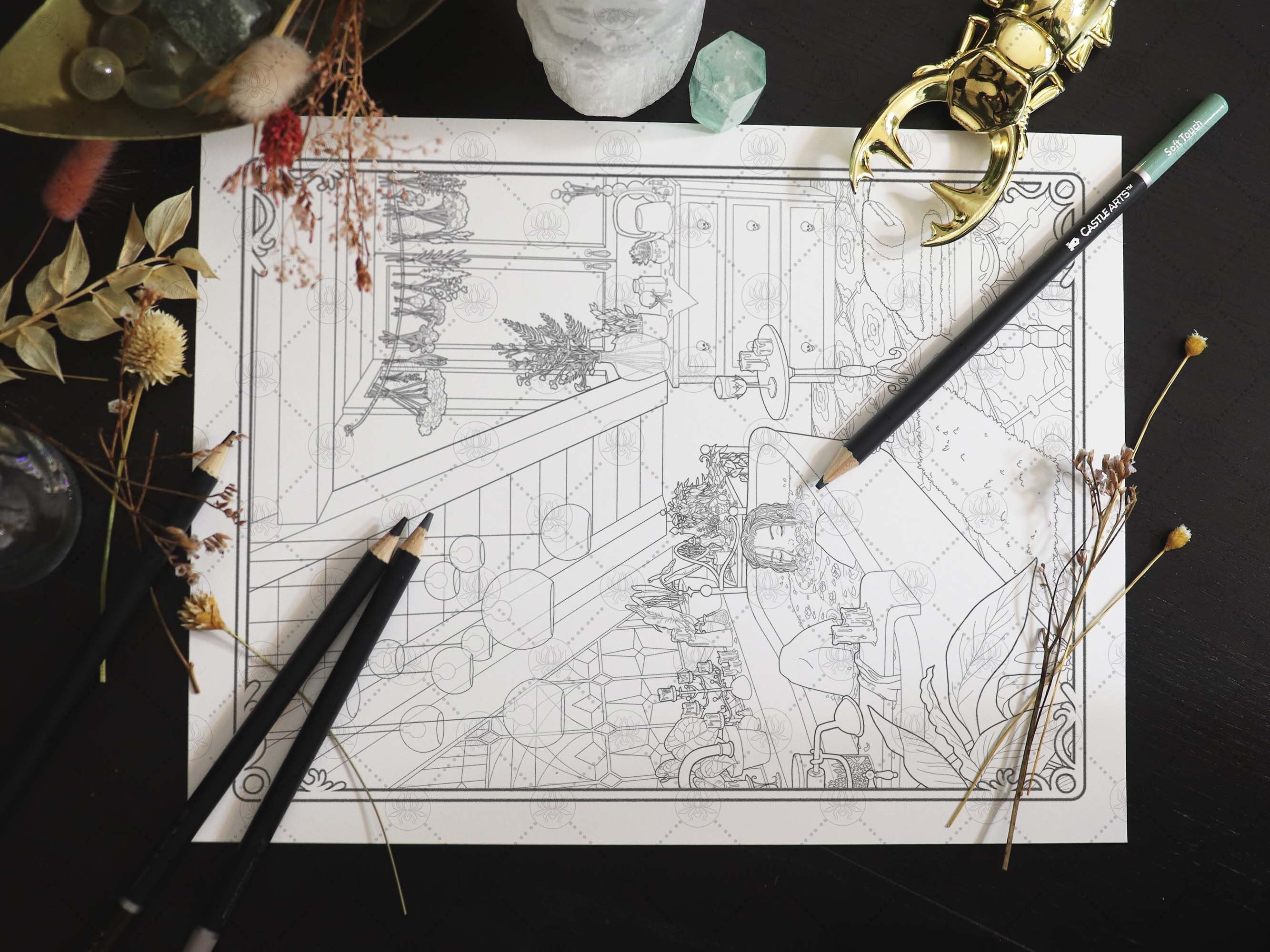 Woodland Forest Adult Coloring Book Bundle | Plants, Pets, Horses ...