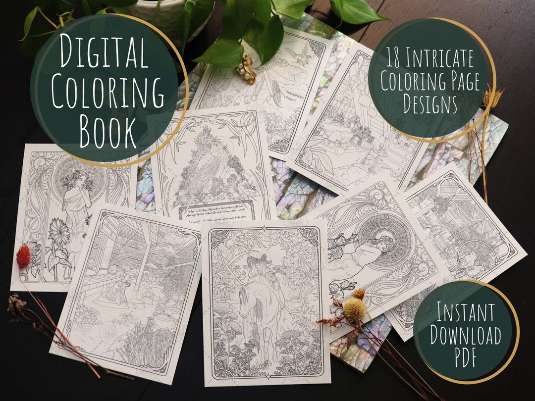 Woodland Forest Adult Coloring Book Bundle | Plants, Pets, Horses ...