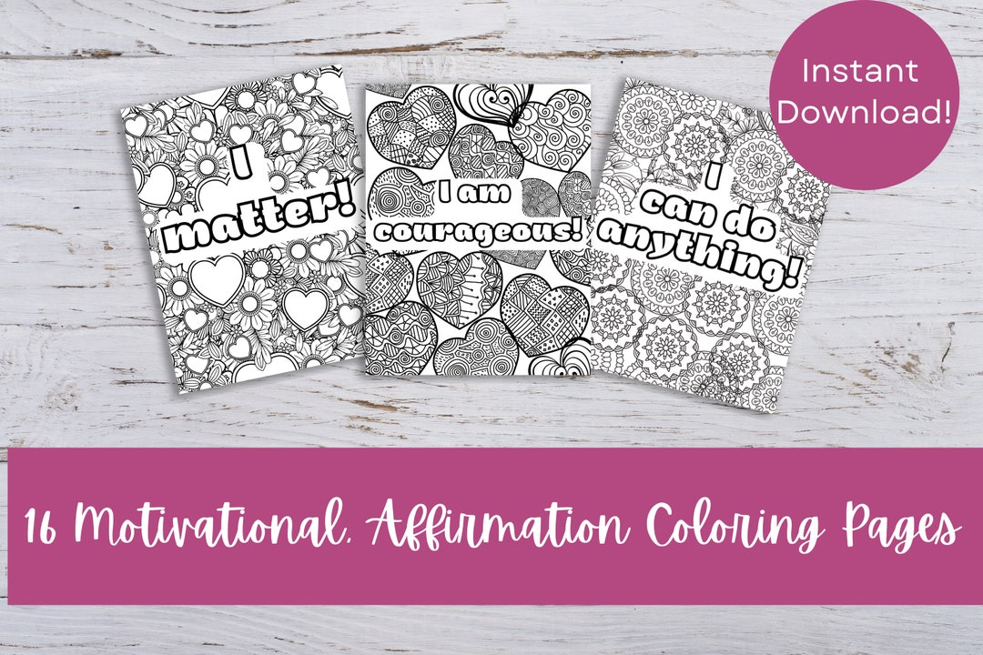 Motivational Coloring Page, Inspirational Positive Affirmation, Mental ...