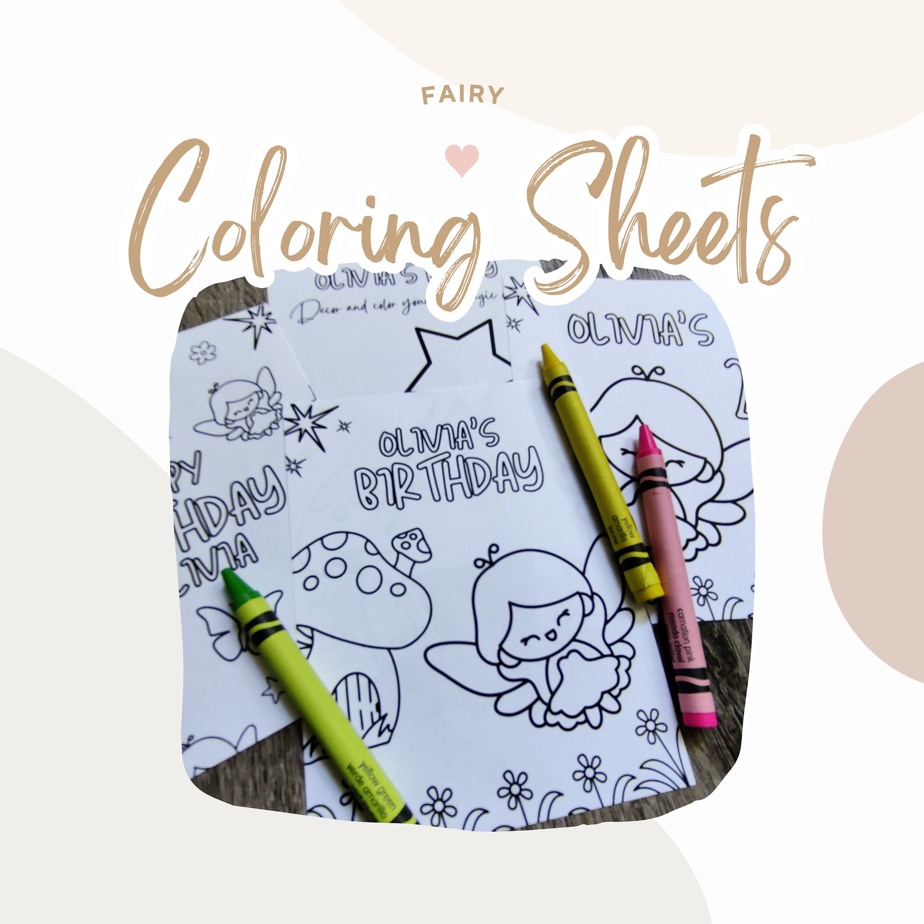 Fairy Coloring Favors Fairy Coloring Sheets Fairy Printable Party Favors Fairy Digital Coloring ...