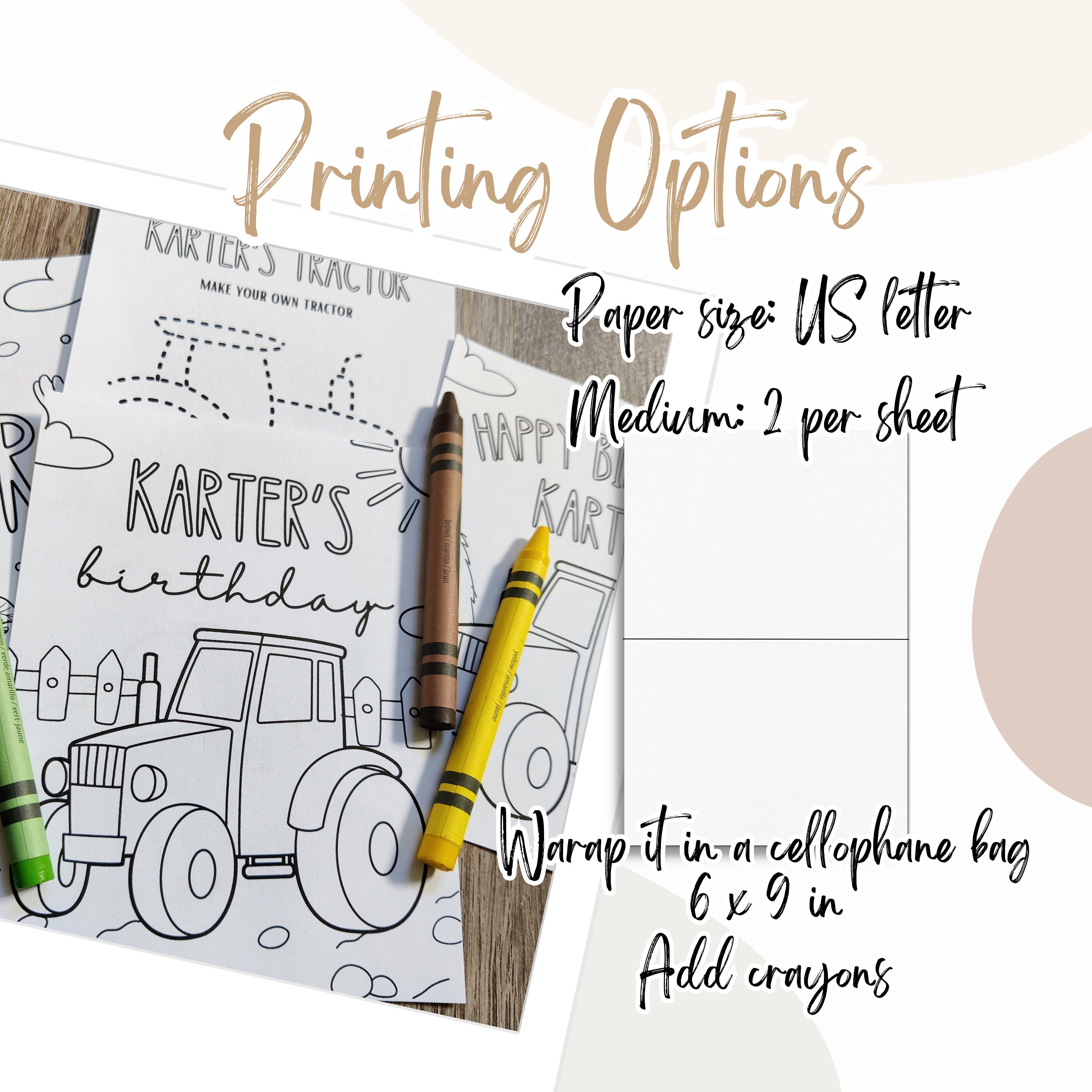 Tractor Coloring Party Favors Tractor Printable Party Favors Tractor ...