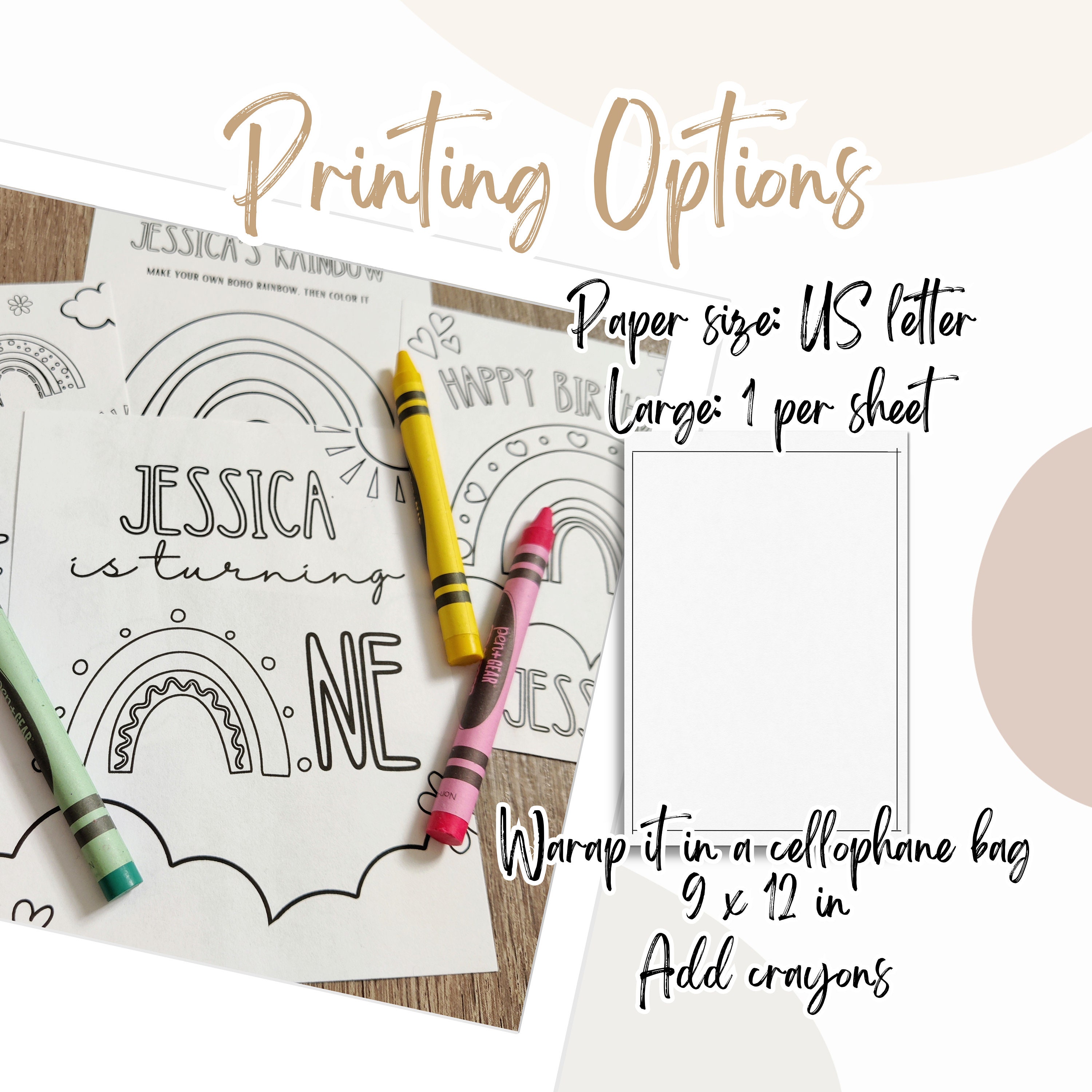 Boho Rainbow First Birthday Coloring Pages | Printable Party Favors ...