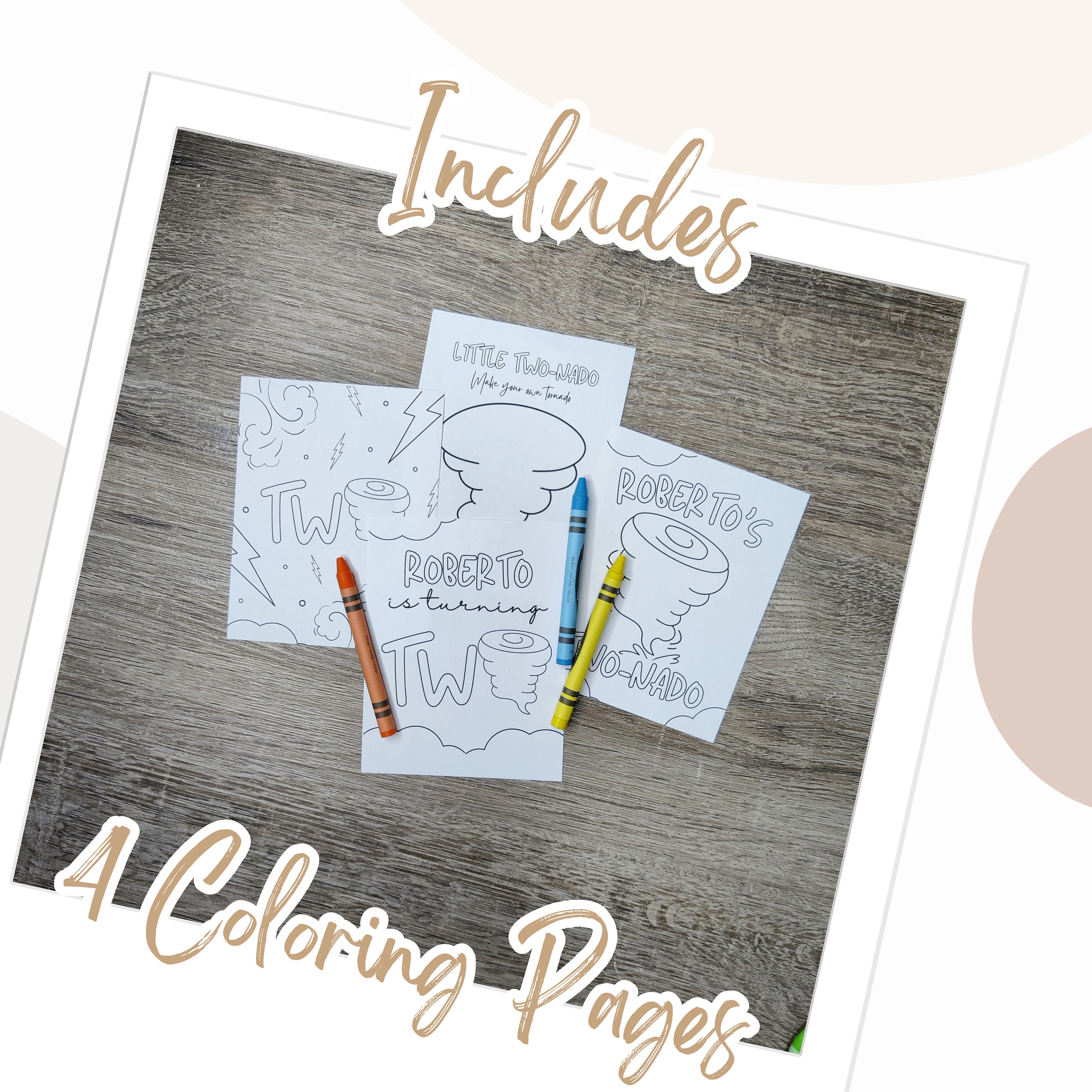 Tornado Two-nado Coloring Favors Two-nado Printable Party Favors Two ...