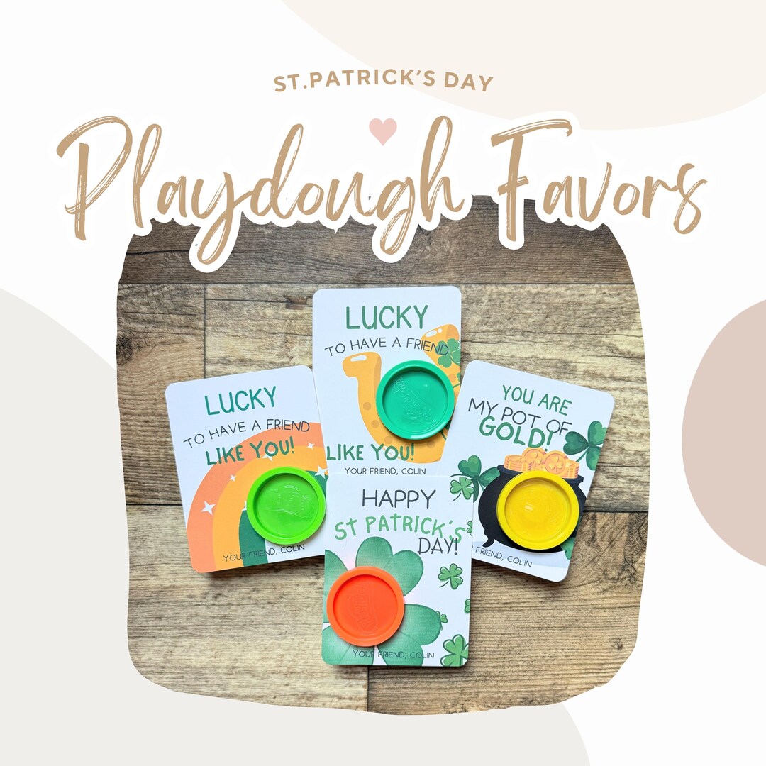 St Patrick's Day Playdough Printable Card Party Favors | St Patricks ...