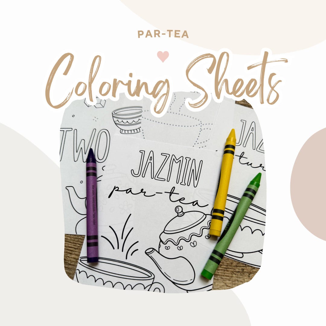 Tea Par-tea Coloring Party Favors | Tea Printable Party Favors | Par ...