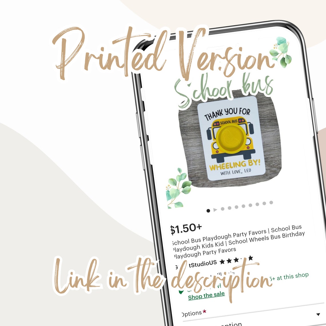 School Bus Playdough Printable Card Party Favors School Bus Digital ...