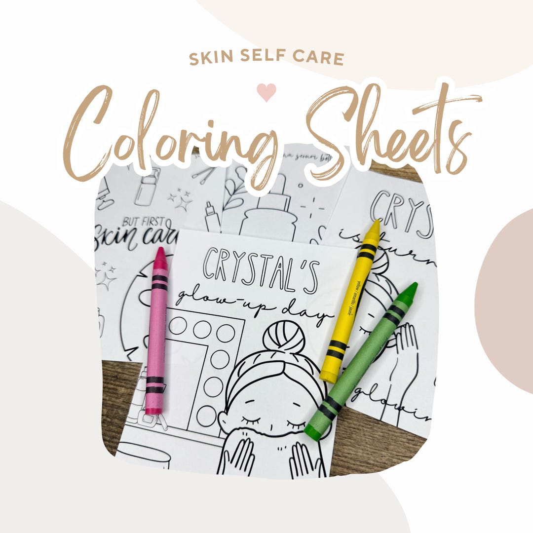 Skin Care Birthday Coloring Favors | Skin Self Care Party Favors | Skin ...
