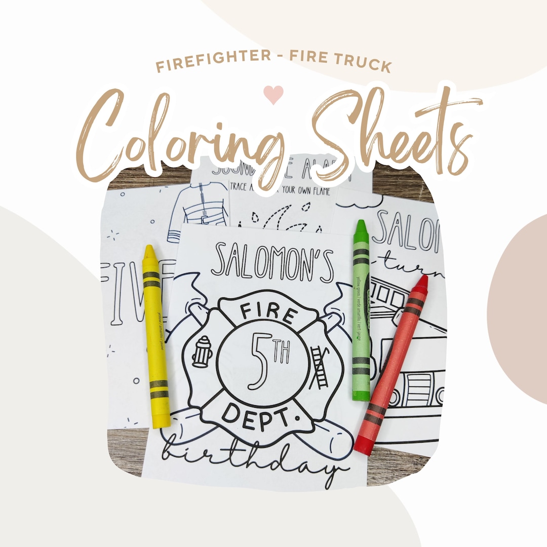 Firefighter Fire Truck Coloring Sheets Party Favors | Fire Truck ...