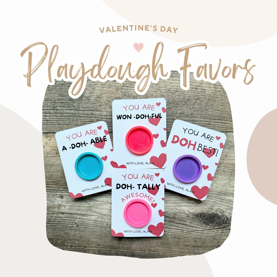 Valentine's Day Playdough Printable Card Party Favors | Valentine ...