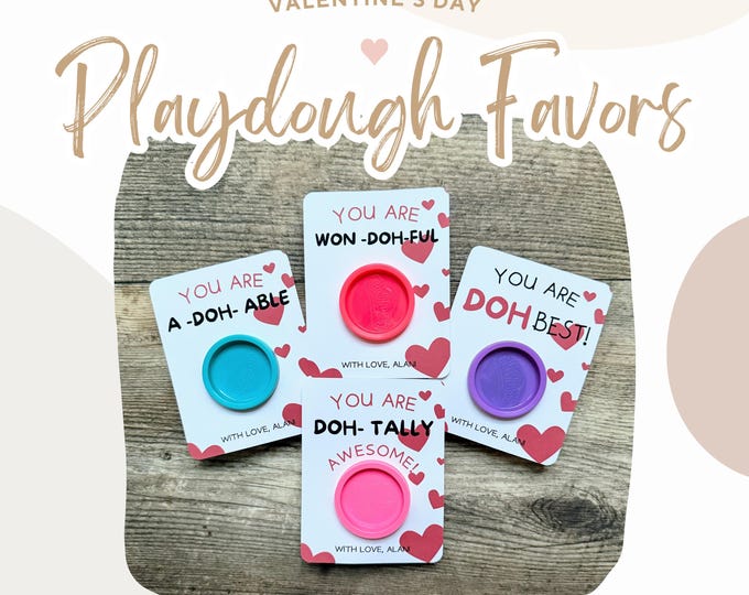 Valentine's Day Playdough Printable Card Party Favors | Valentine ...