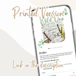 Wild One Safari Coloring Party Favors | Wild One Printable Party Animal ...