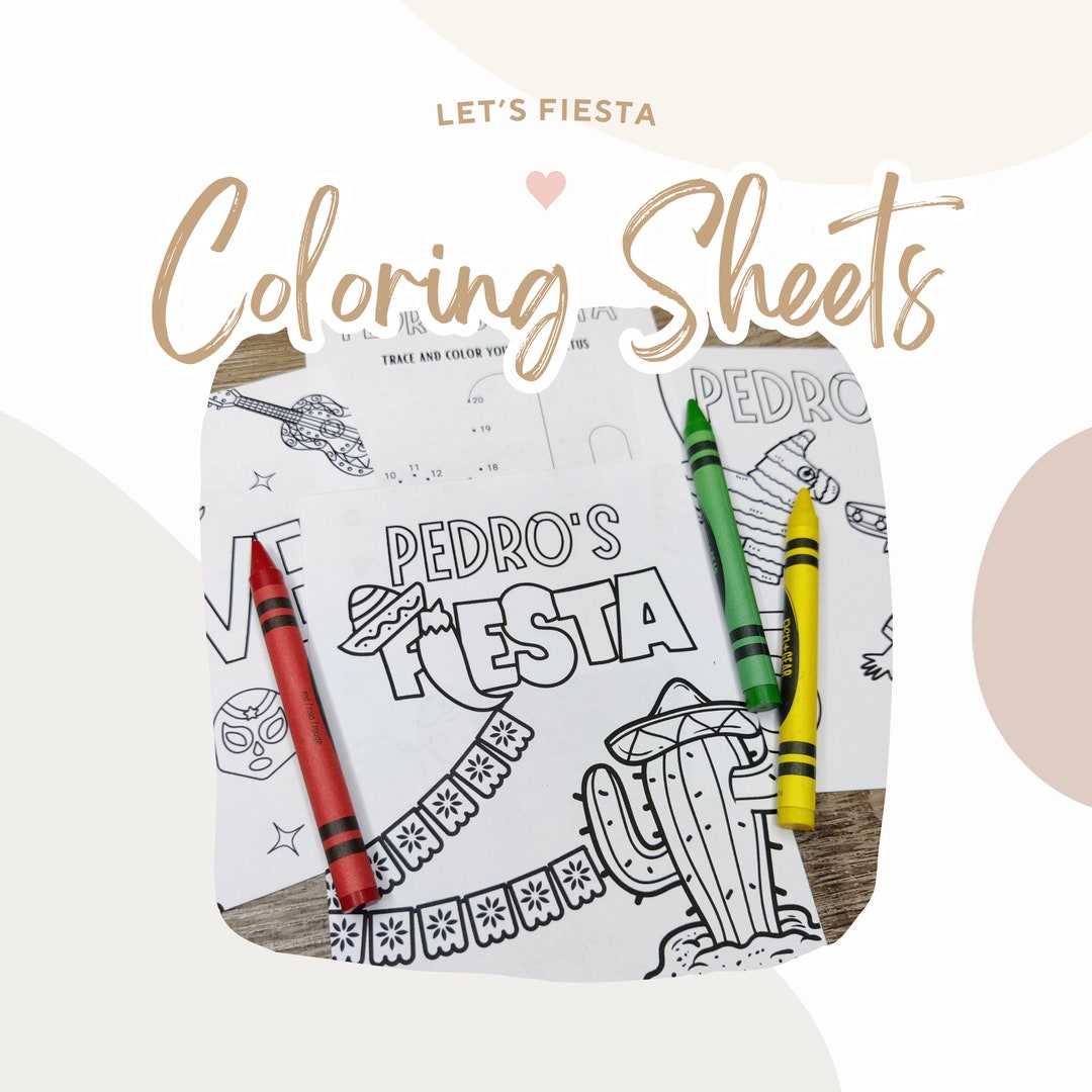 Fiesta Coloring Favors | Mexican Fiesta Printable Party Favors | Fiesta ...