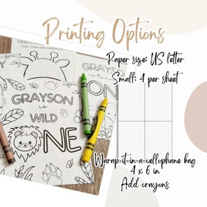Wild One Safari Coloring Party Favors | Wild One Printable Party Animal ...