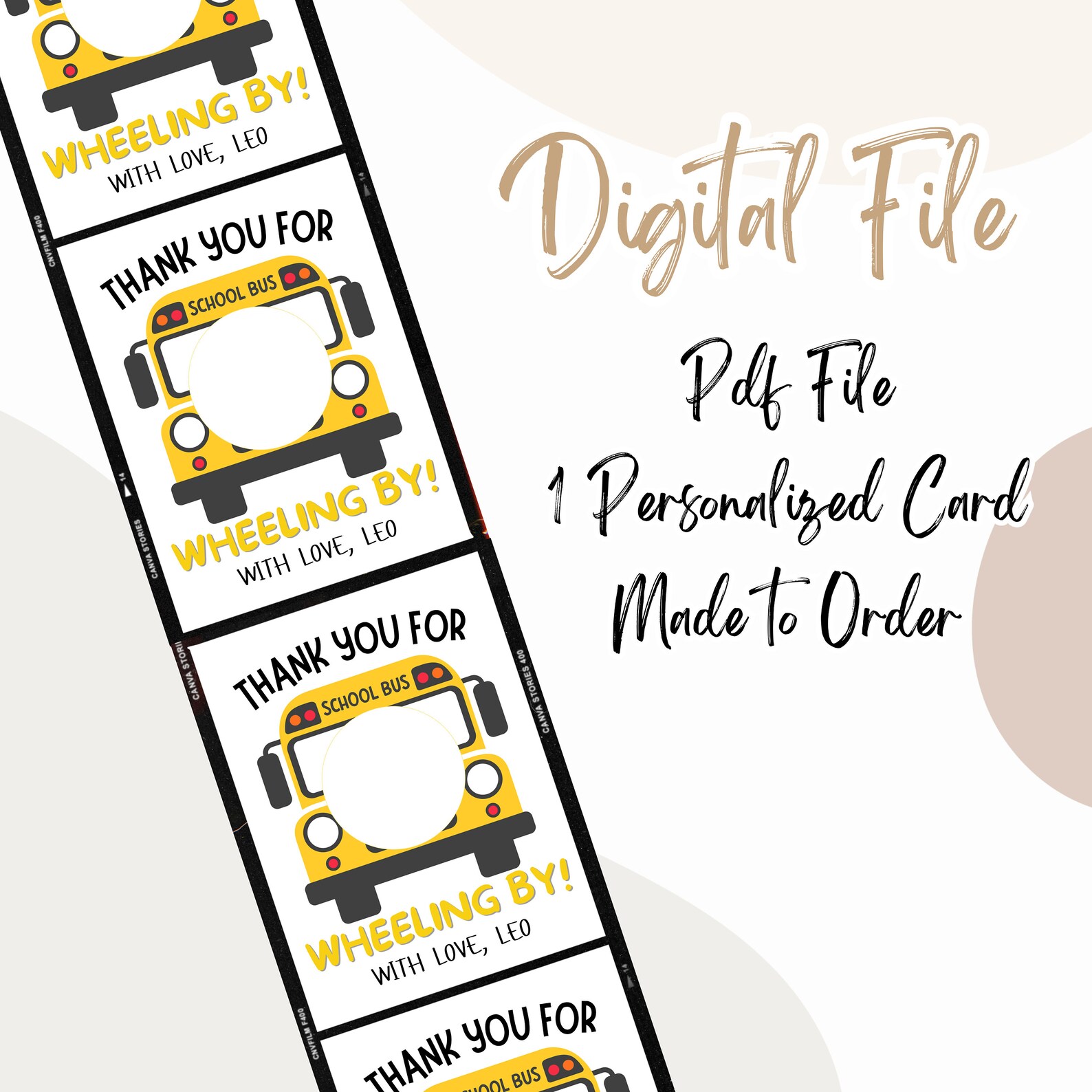 School Bus Playdough Printable Card Party Favors School Bus Digital ...