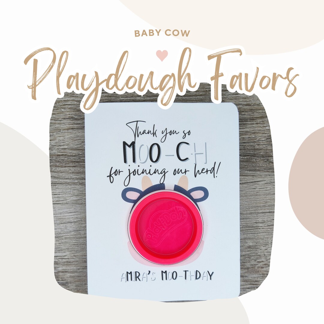Baby Cow Playdough Printable Card Party Favors | Cow Digital Card ...