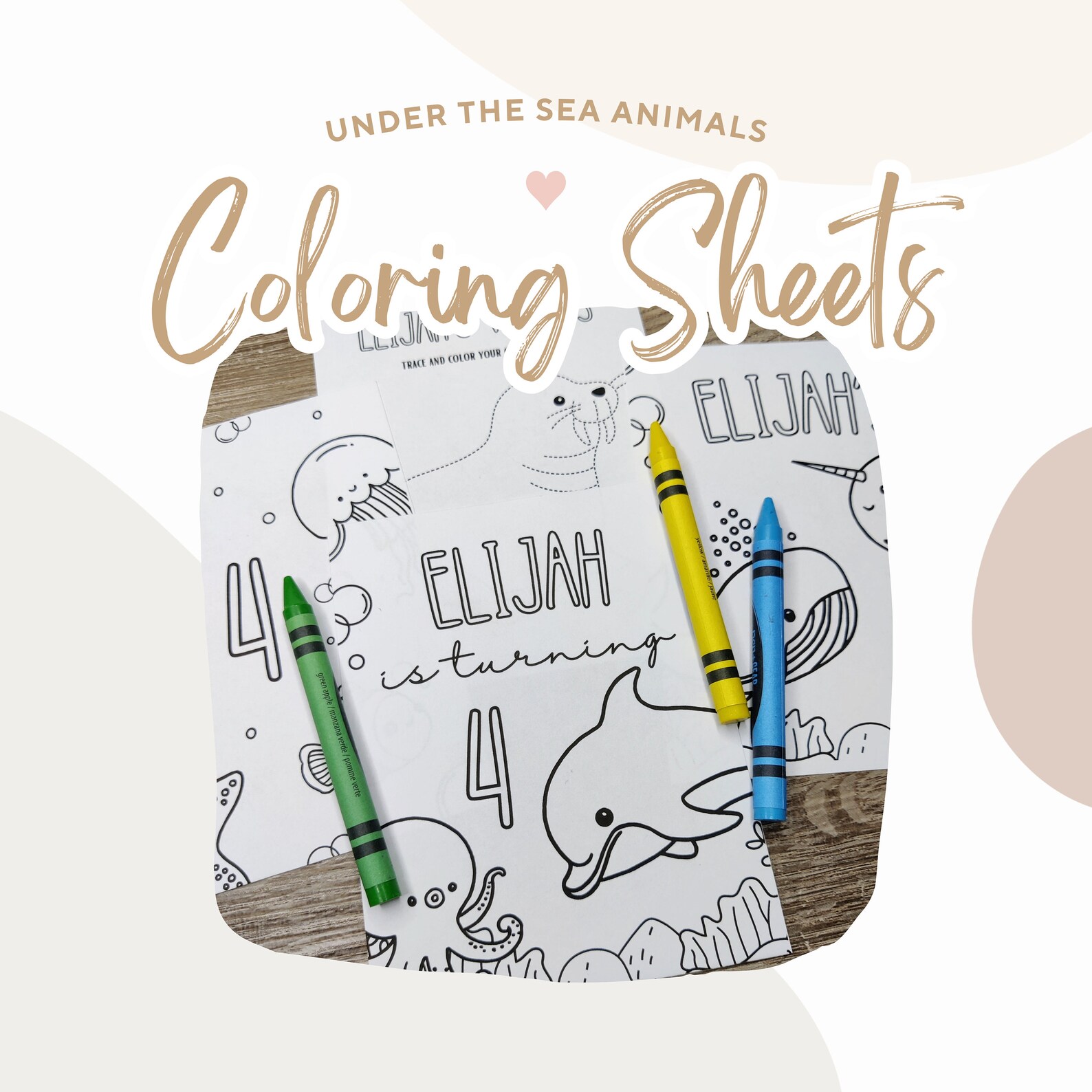 Under the Sea Animals Coloring Favors Under the Sea Printable Party ...