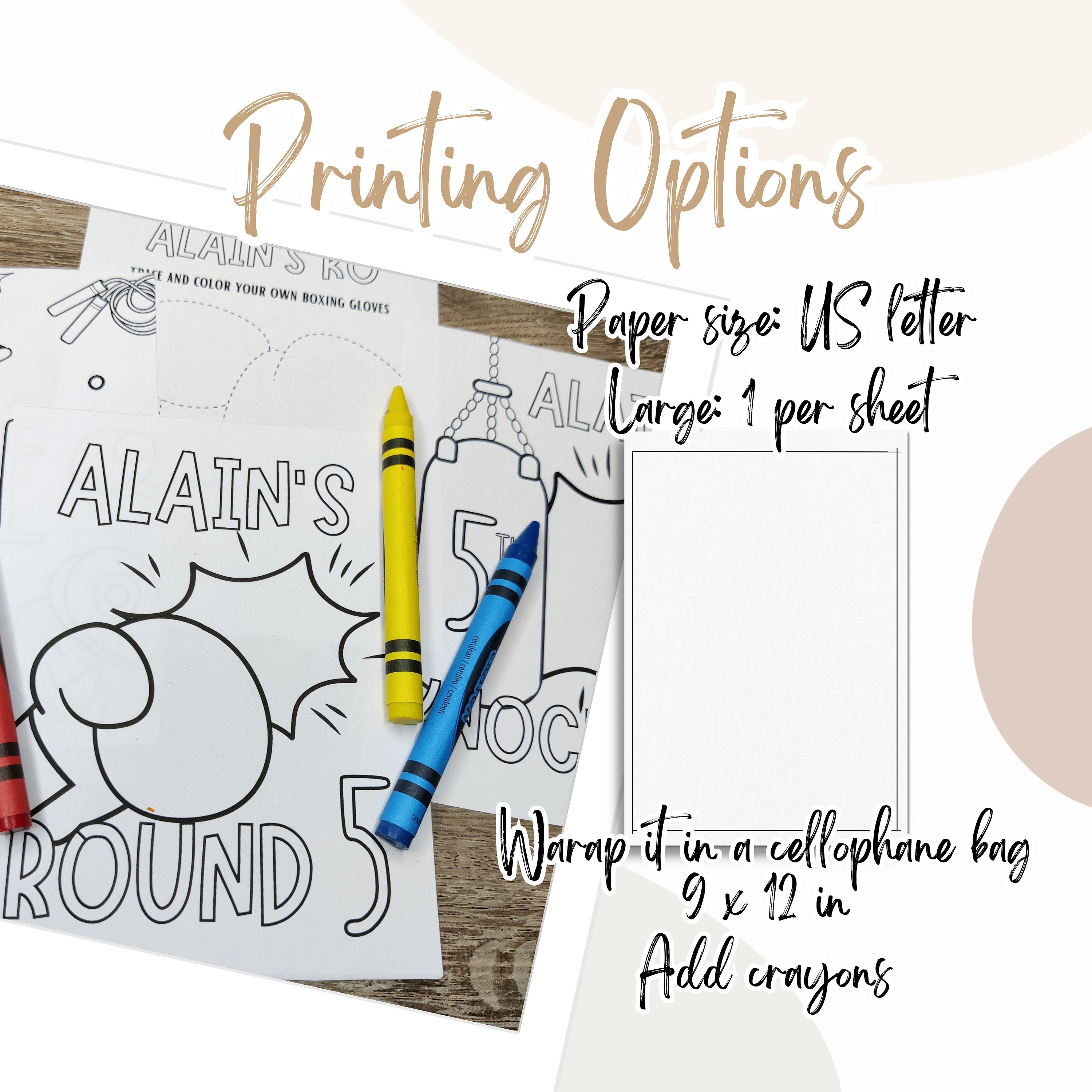 Boxing Coloring Favors Boxing Printable Party Favors Boxing Coloring ...