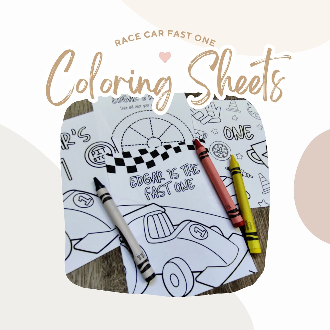 Race Car Coloring Favors | Fast One Coloring Sheets | Race Car ...