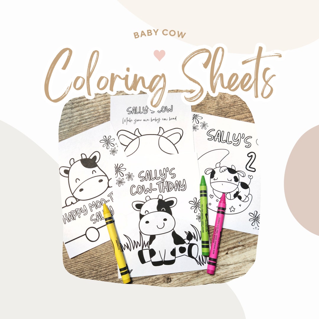 Baby Cow Coloring Favors | Cow Printable Party Favors | Baby Cow ...