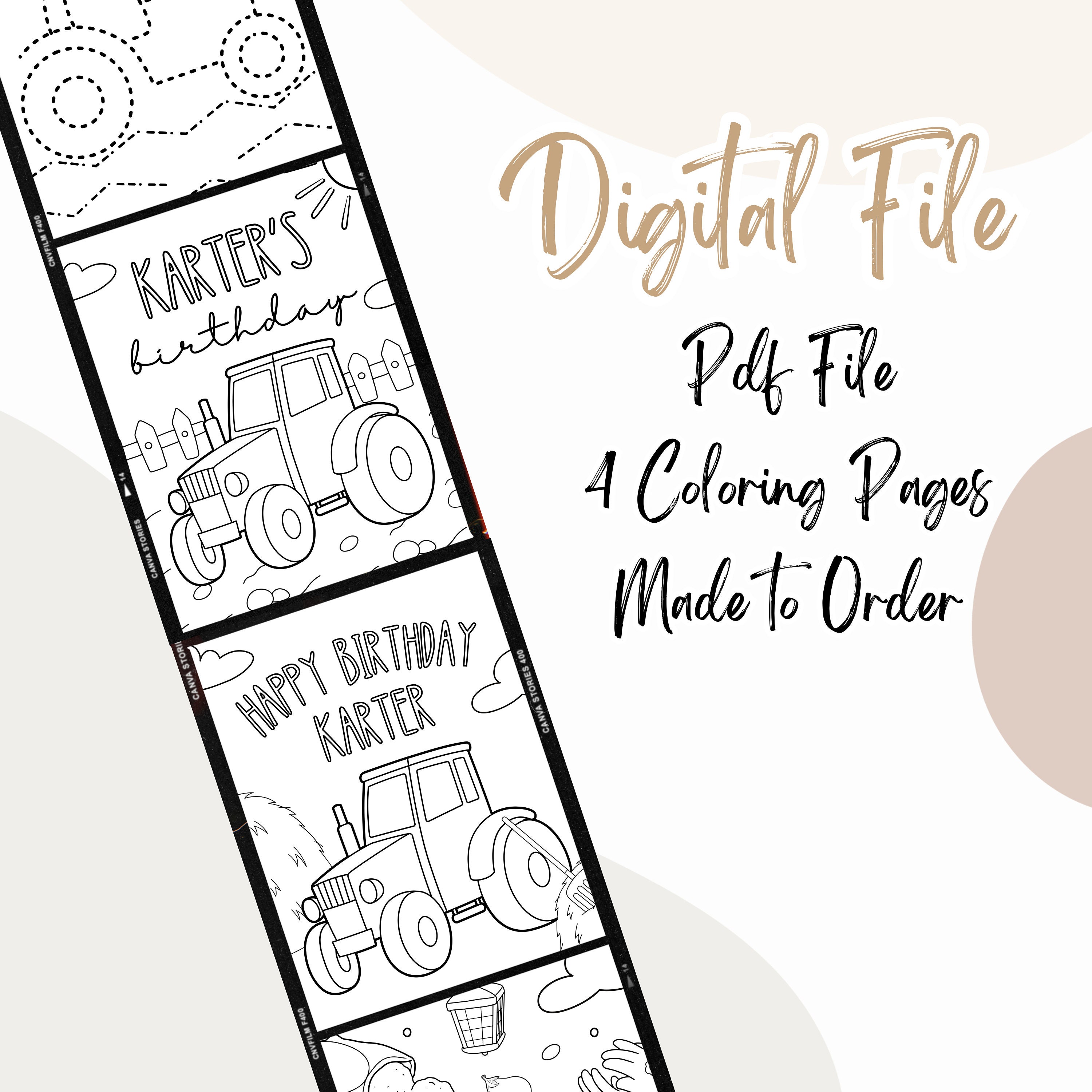 Tractor Coloring Party Favors Tractor Printable Party Favors Tractor ...